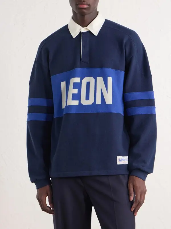 Aimé Leon Dore Logo-intarsia Striped Cotton Polo Shirt - Blue