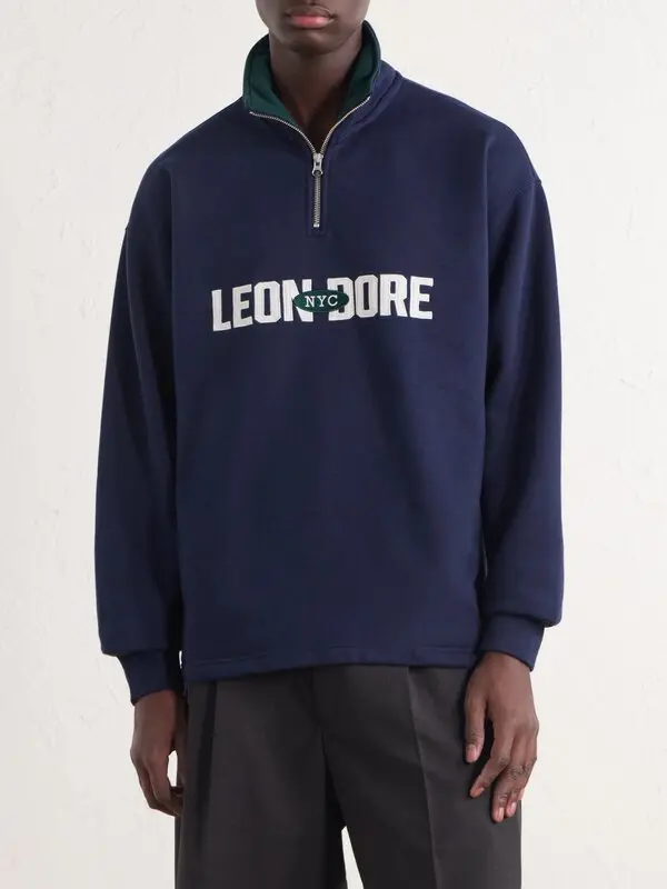 Aimé Leon Dore Logo-appliquéd Cotton Half-zip Sweatshirt - Blue