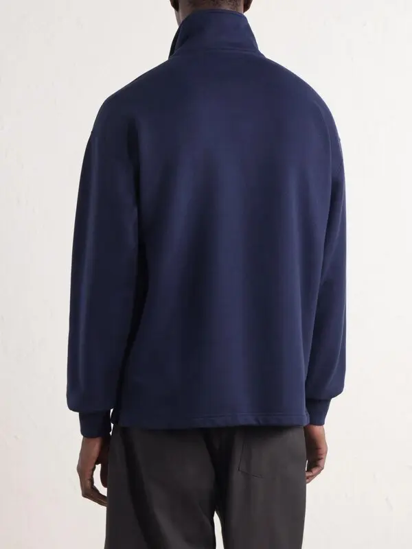 Aimé Leon Dore Logo-appliquéd Cotton Half-zip Sweatshirt - Blue