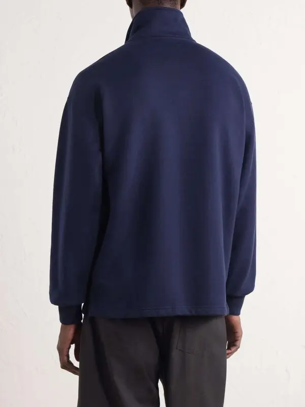 Aimé Leon Dore Logo-appliquéd Cotton Half-zip Sweatshirt - Navy