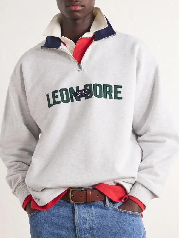 Aimé Leon Dore Logo-appliquéd Cotton Half-zip Sweatshirt
