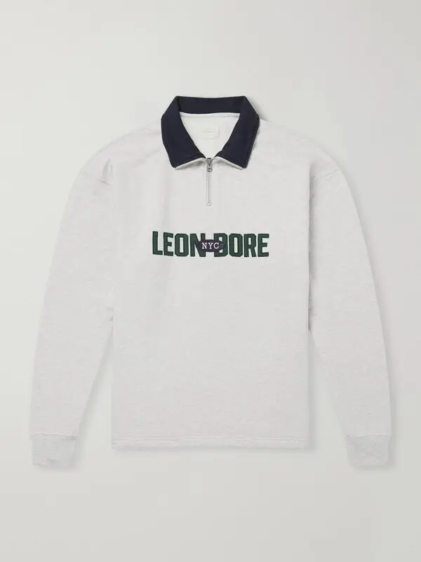 Aimé Leon Dore Logo-appliquéd Cotton Half-zip Sweatshirt - Gray