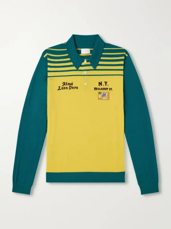 Aimé Leon Dore Logo-embroidered Merino Wool Polo Shirt