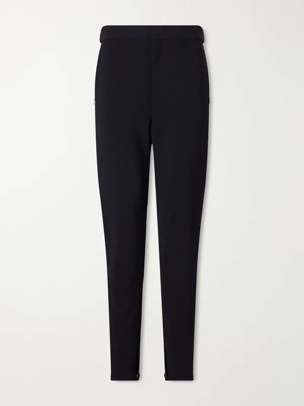 Loewe Tapered Leather-trimmed Wool-blend Twill Trousers
