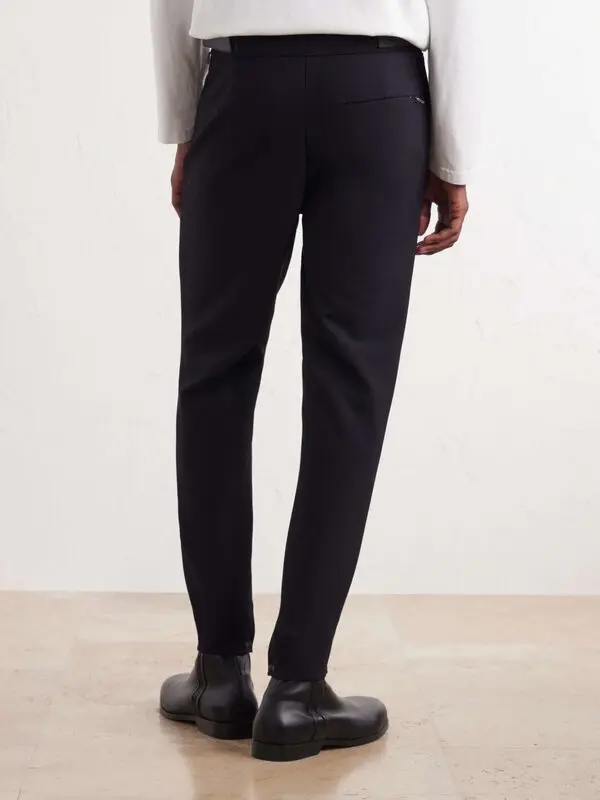 Loewe Tapered Leather-trimmed Wool-blend Twill Trousers
