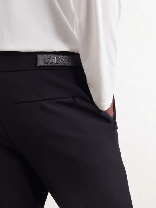 Loewe Tapered Leather-trimmed Wool-blend Twill Trousers