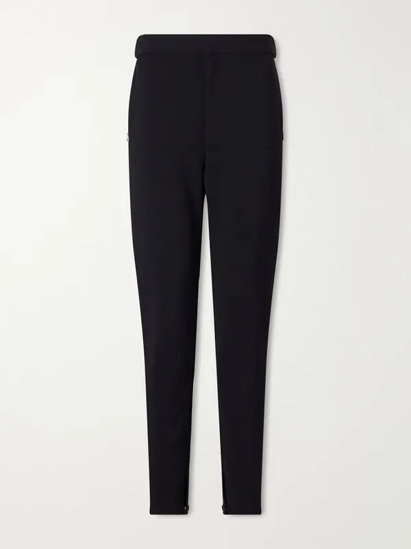 Loewe Tapered Leather-trimmed Wool-blend Twill Trousers