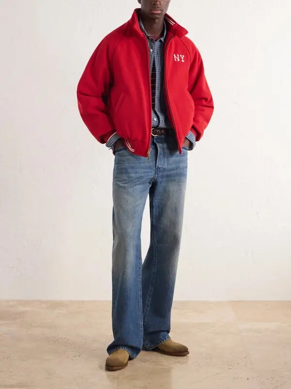 Aimé Leon Dore Ny Highlanders Logo-embroidered Wool-blend Varsity Jacket