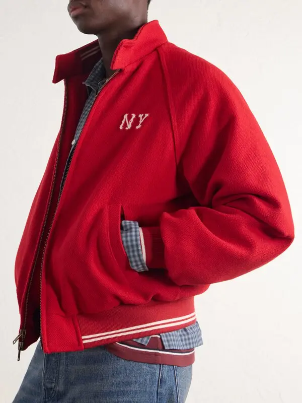 Aimé Leon Dore Ny Highlanders Logo-embroidered Wool-blend Varsity Jacket