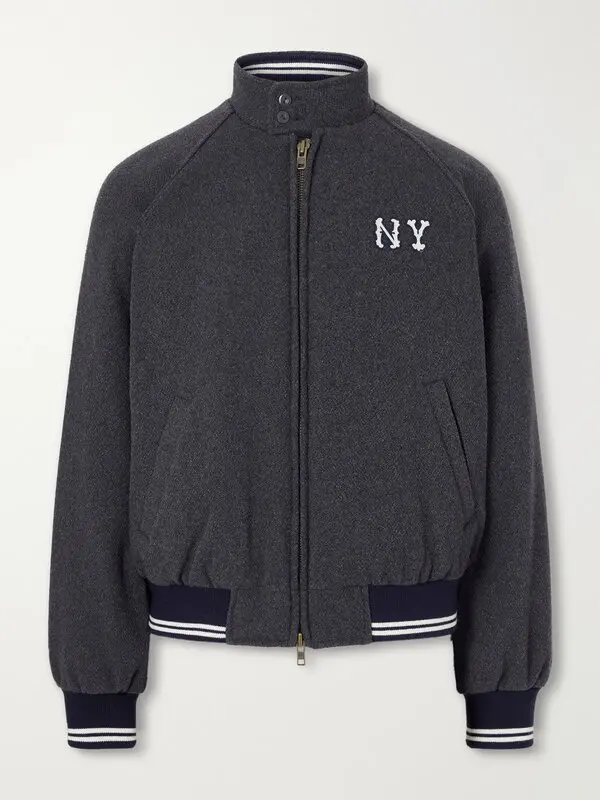 Aimé Leon Dore Ny Highlanders Logo-embroidered Wool-blend Varsity Jacket