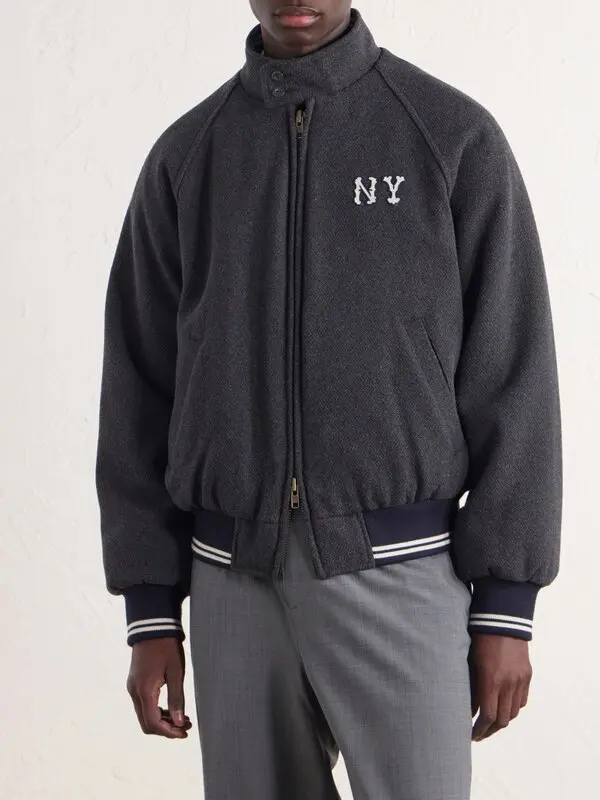 Aimé Leon Dore Ny Highlanders Logo-embroidered Wool-blend Varsity Jacket