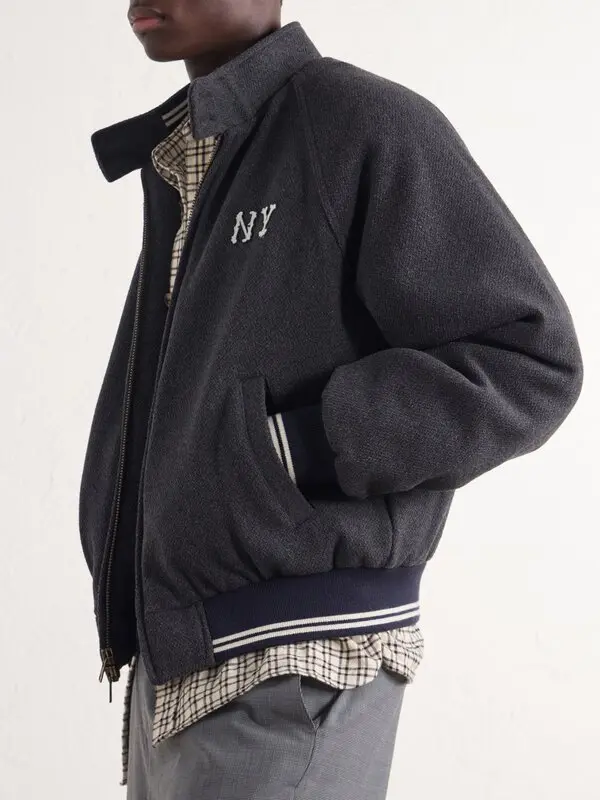 Aimé Leon Dore Ny Highlanders Logo-embroidered Wool-blend Varsity Jacket