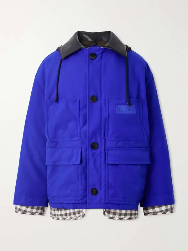 Loewe Leather-trimmed Cordura® Padded Jacket - Blue