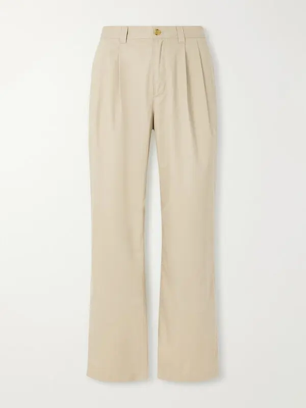 Aimé Leon Dore Straight-leg Pleated Cotton Trousers