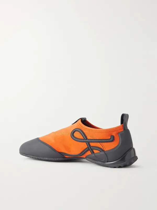 Loewe Grip Aqua Rubber-trimmed Stretch Suede Sneakers