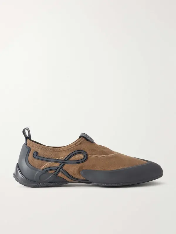 Loewe Grip Aqua Rubber-trimmed Stretch Suede Sneakers