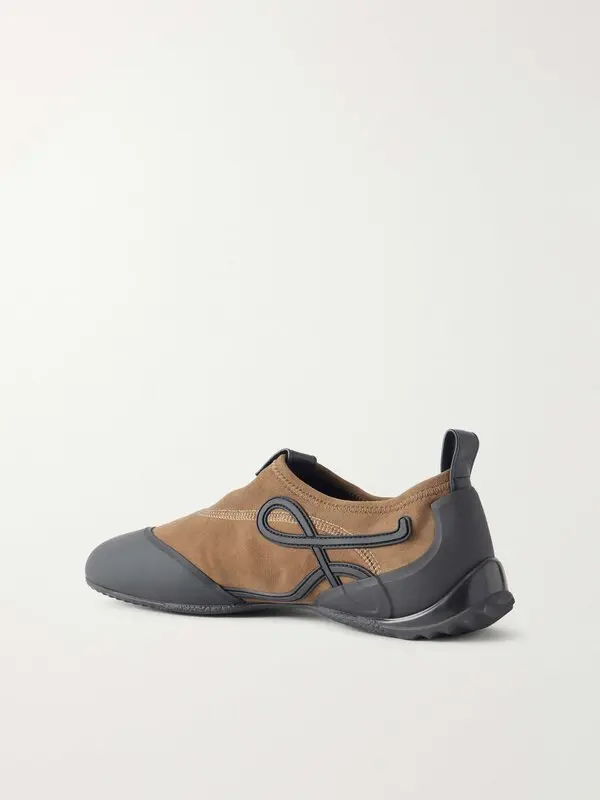 Loewe Grip Aqua Rubber-trimmed Stretch Suede Sneakers