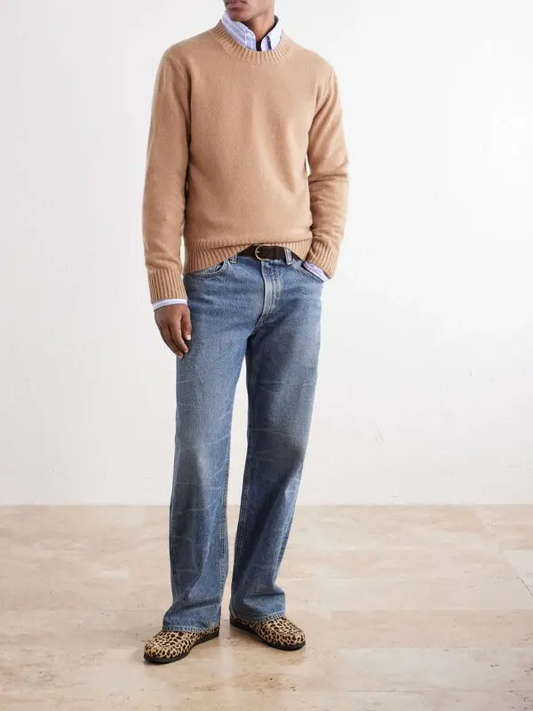 AMI Paris Logo-embroidered Cashmere And Wool-blend Sweater