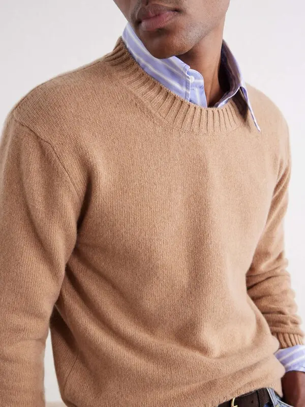 AMI Paris Logo-embroidered Cashmere And Wool-blend Sweater