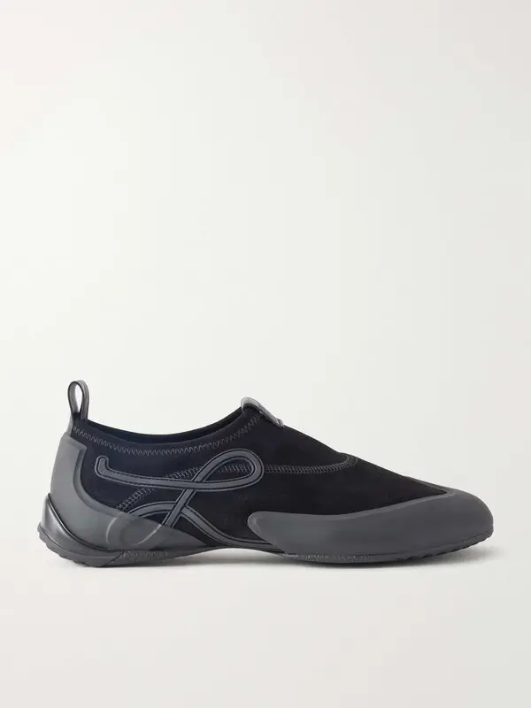 Loewe Grip Aqua Rubber-trimmed Stretch Suede Sneakers