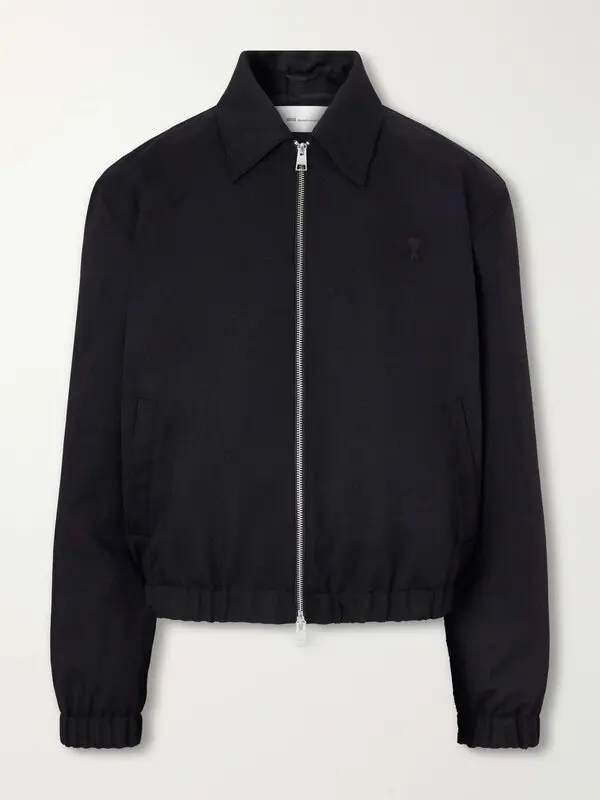 AMI Paris De Coeur Logo-embroidered Virgin Wool-gabardine Jacket