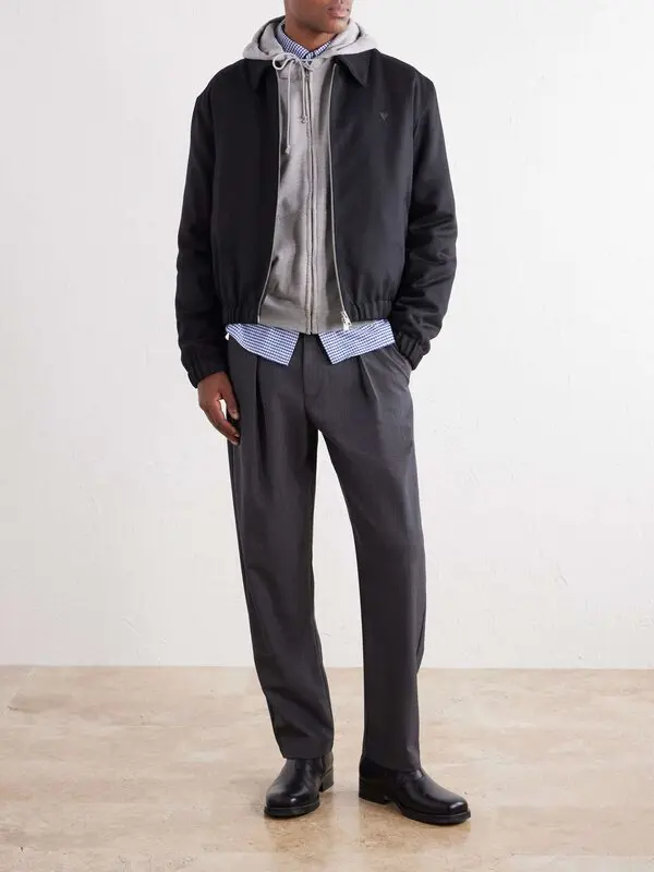 AMI Paris De Coeur Logo-embroidered Virgin Wool-gabardine Jacket
