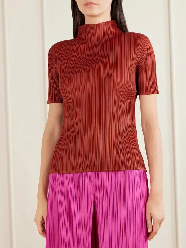 Issey Miyake Plissé Blouse - Red