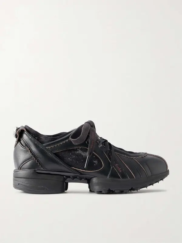 Simone Rocha Adidas Originals Clima Embellished Lace-trimmed Leather Sneakers - Black