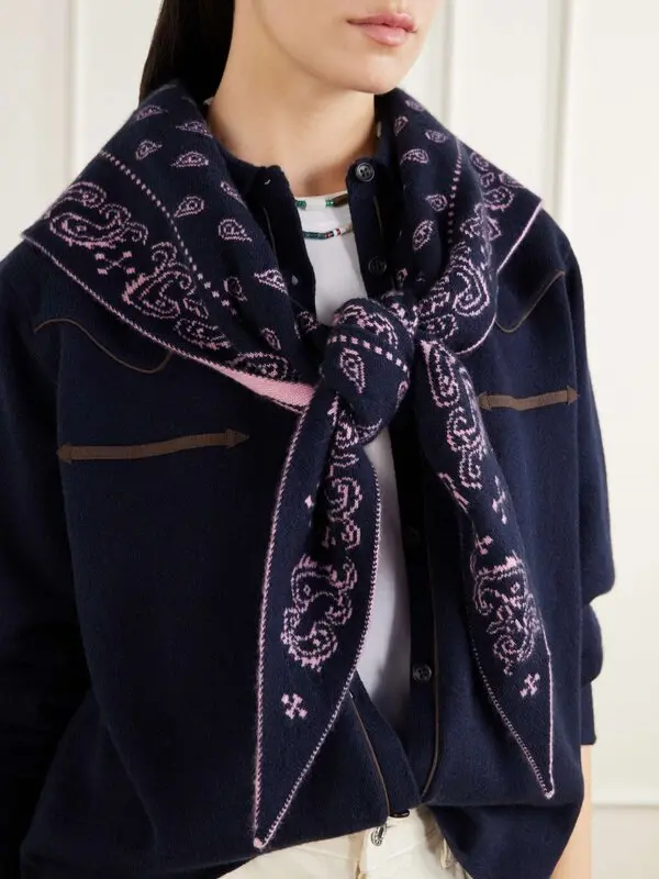 Guest In Residence The Wild Rag Cashmere-jacquard Scarf - Navy