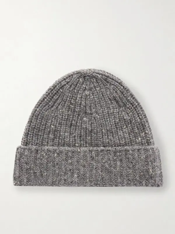 Auralee Ribbed Cashmere Beanie - Gray