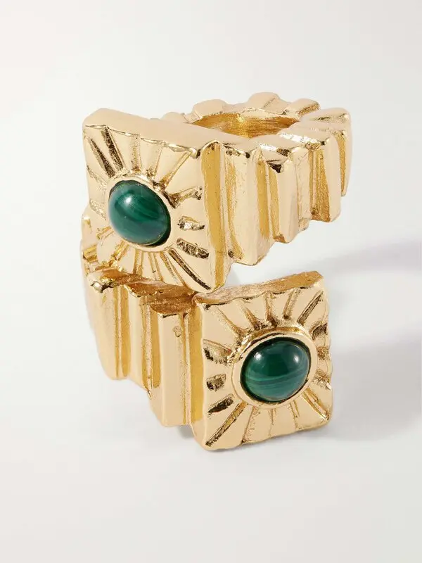 PAOLA SIGHINOLFI Kabala -plated Malachite Ring