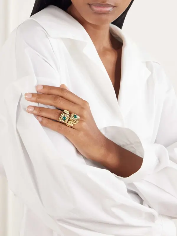 PAOLA SIGHINOLFI Kabala -plated Malachite Ring