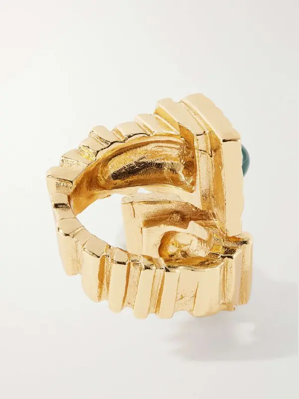 PAOLA SIGHINOLFI Kabala -plated Malachite Ring