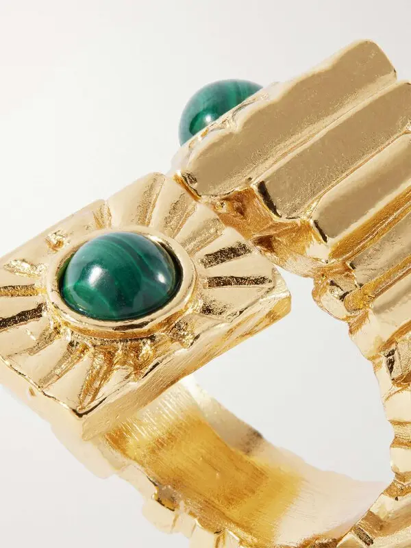 PAOLA SIGHINOLFI Kabala -plated Malachite Ring