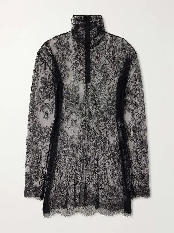 Dolce & Gabbana Chantilly Lace Turtleneck Blouse