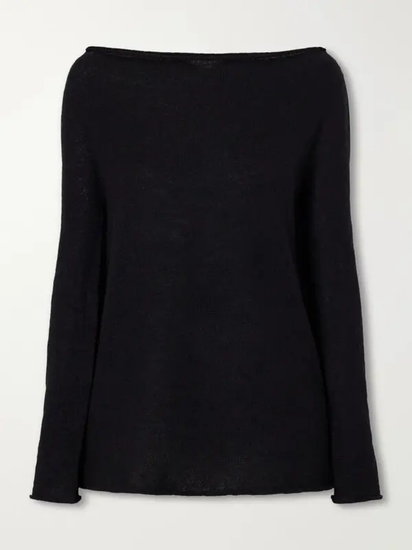 LAUREN MANOOGIAN Off-the-shoulder Wool-blend Sweater - Black