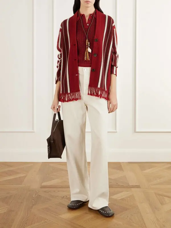 Guest In Residence Shrunken Waffle Cropped Cashmere Polo Shirt