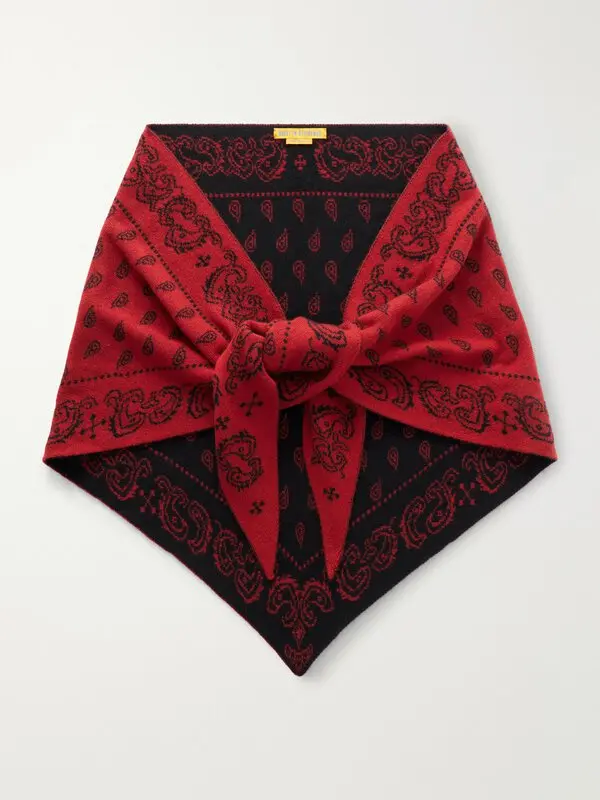 Guest In Residence The Wild Rag Cashmere-jacquard Scarf - Red