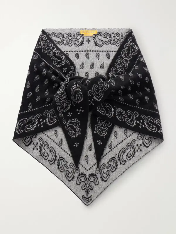 Guest In Residence The Wild Rag Cashmere-jacquard Scarf - Black