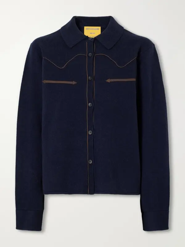 Guest In Residence Western Cropped Cashmere Cardigan - Blue