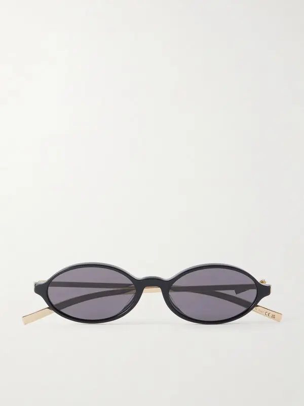 Dior Bow R2i Oval-frame Acetate And Gold-tone Sunglasses - Black