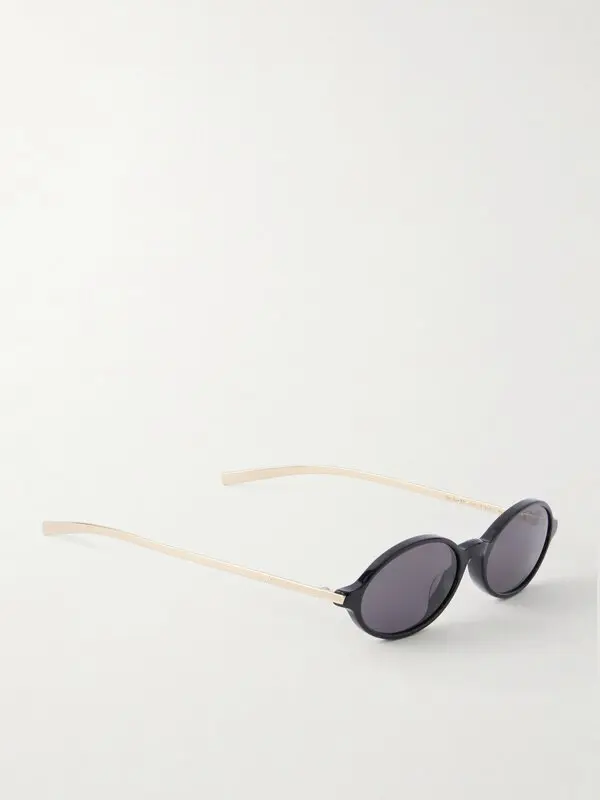 Dior Bow R2i Oval-frame Acetate And Gold-tone Sunglasses - Black