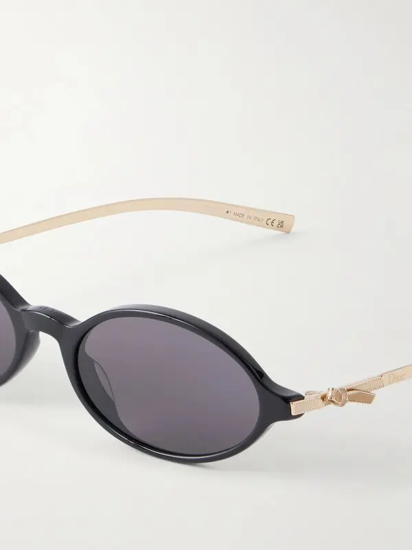 Dior Bow R2i Oval-frame Acetate And Gold-tone Sunglasses - Black