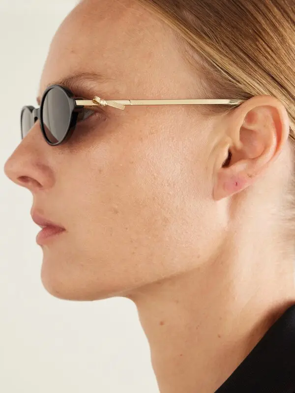 Dior Bow R2i Oval-frame Acetate And Gold-tone Sunglasses - Black