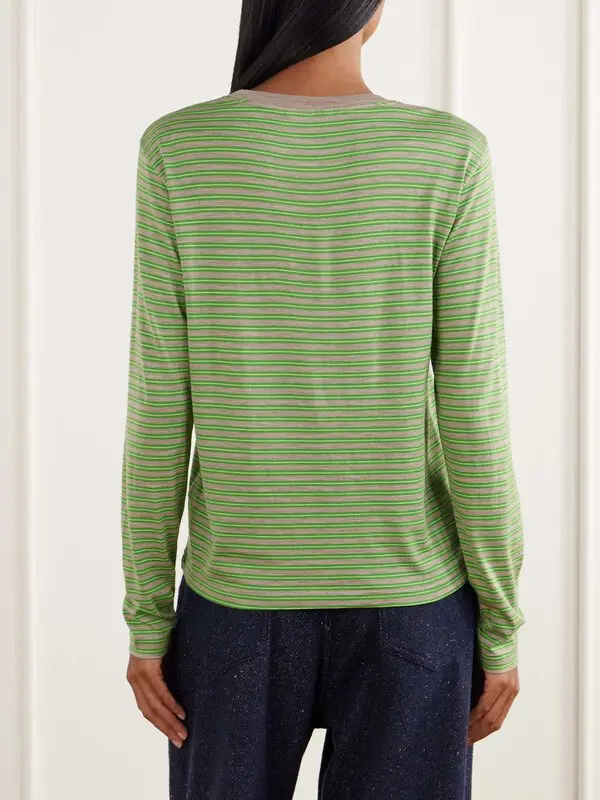 Auralee Striped Wool-jersey T-shirt