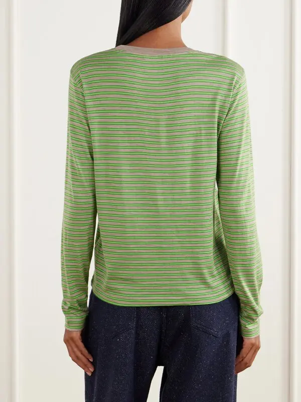 Auralee Striped Wool-jersey T-shirt