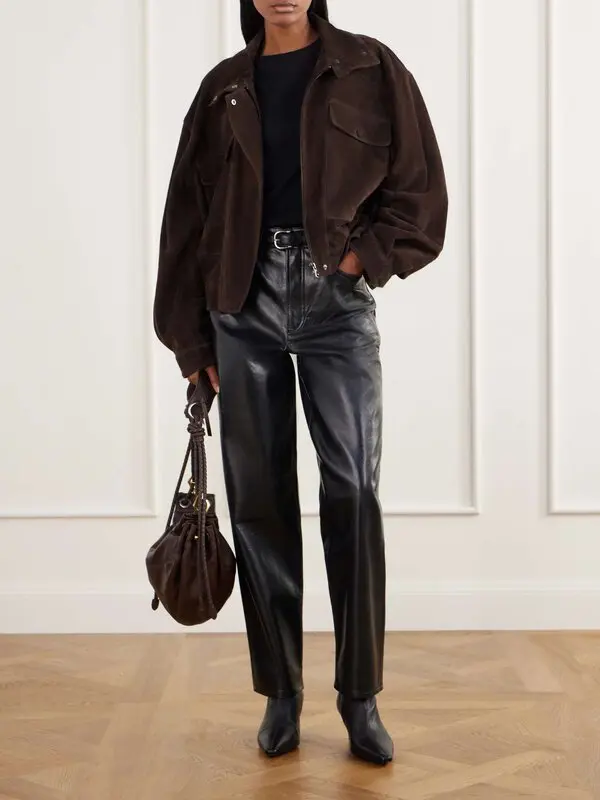 AGOLDE Nate Leather-blend Tapered Pants