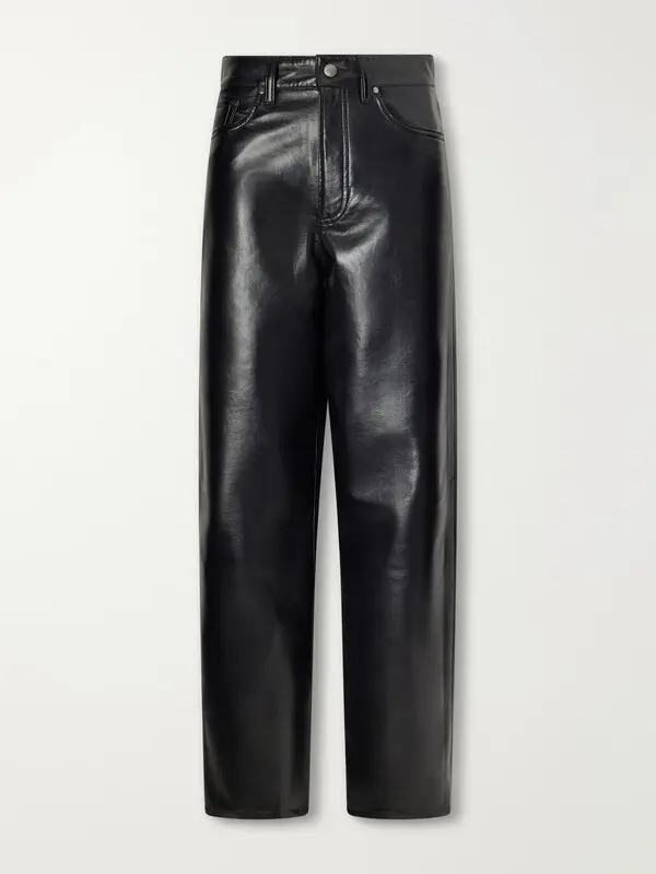 AGOLDE Nate Leather-blend Tapered Pants - Black