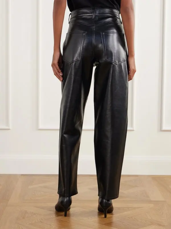 AGOLDE Nate Leather-blend Tapered Pants - Black