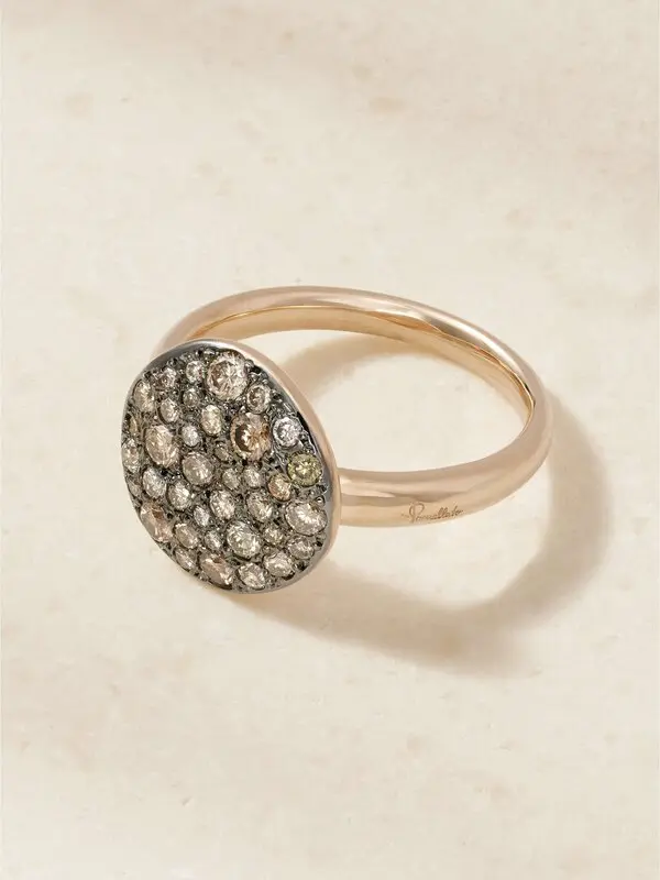 Pomellato Sabbia 18-karat Rose And Rhodium-plated Brown Diamond Ring - Gold